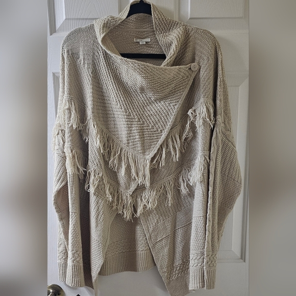Cato | Sweaters | Cato Cowl Draped Fring Sweater Xl Cream New | Poshmark